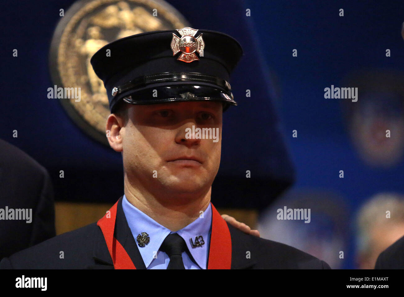 New York, New York, USA. 4th June, 2014. Firefighter JUSTIN A. PELKA is ...