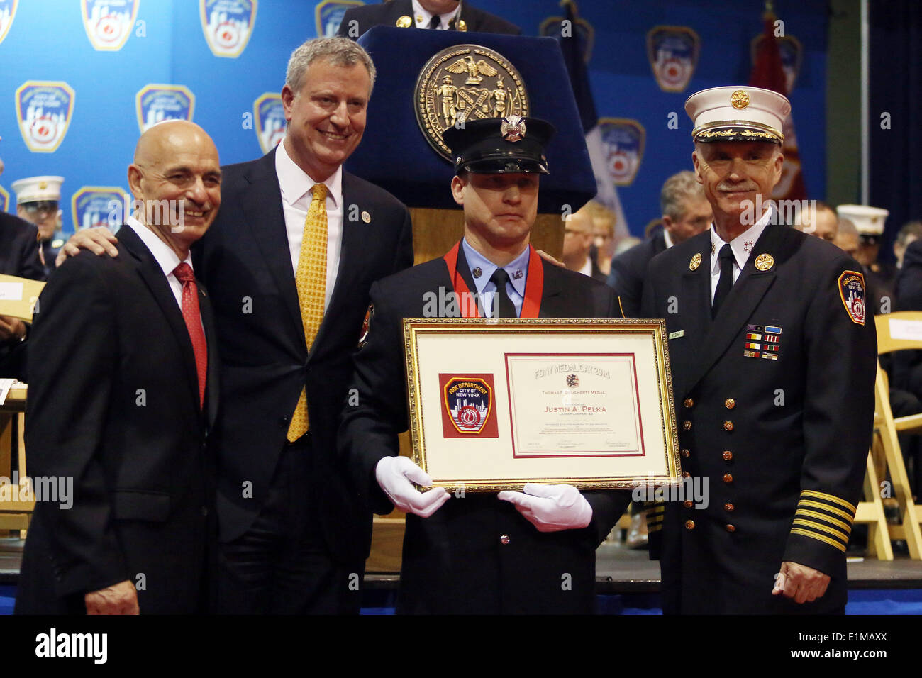 New York, New York, USA. 4th June, 2014. Firefighter JUSTIN A. PELKA is ...