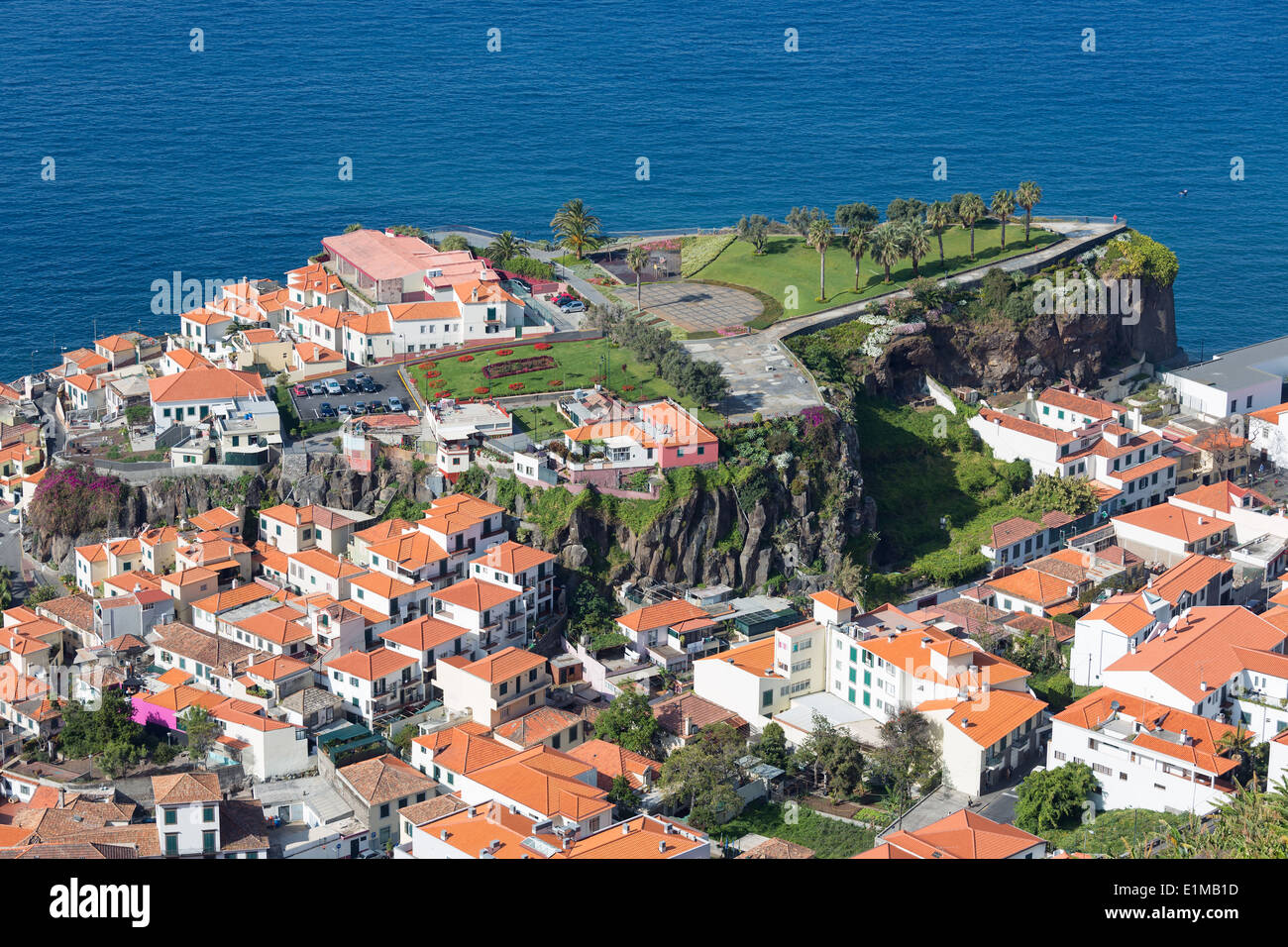 Aerial view Ilheu gardens of Camara do Lobos at Madeira, Portugal Stock ...