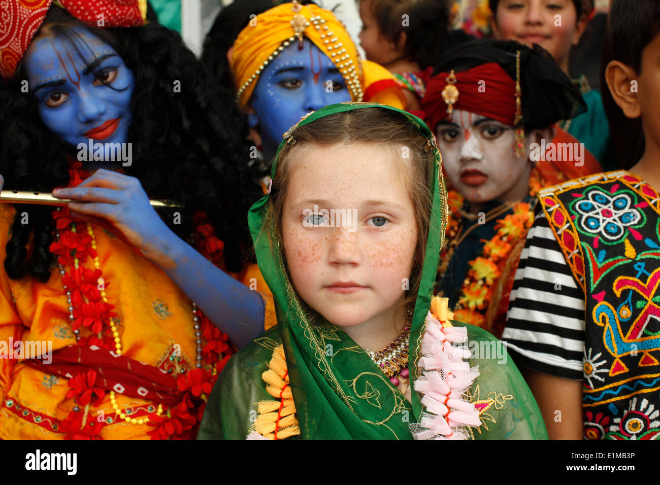 Children at Janmashtami festival (Krishna's birthday) at Bhaktivedanta ...
