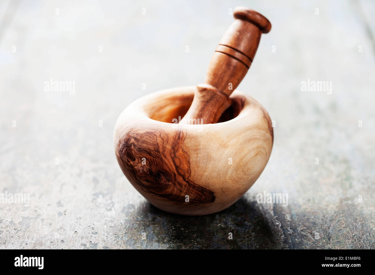 Wooden Mortar and Pestle - cooking concept Stock Photo - Alamy