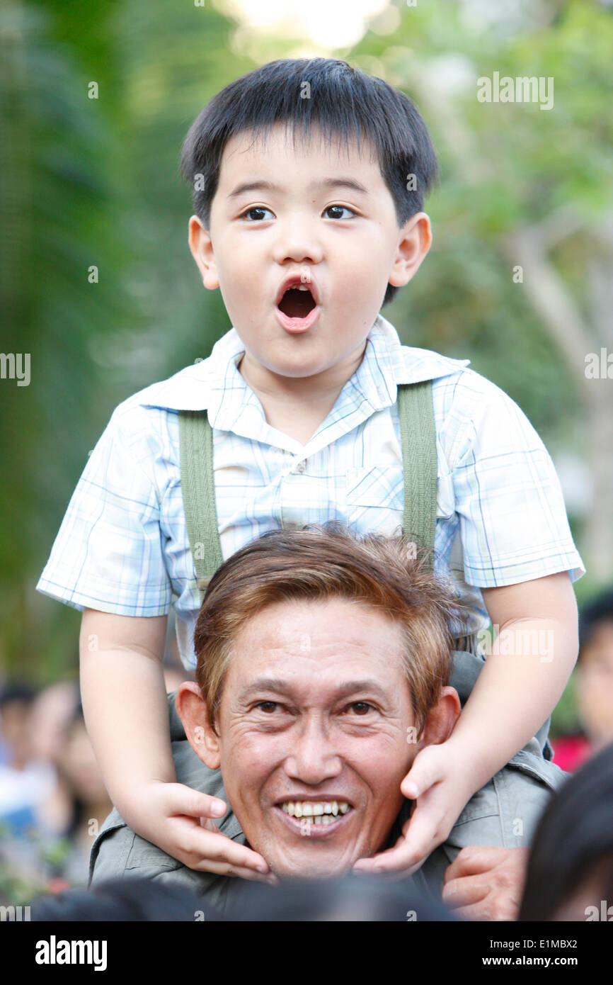 Outdoor catholic mass. Father and Son Stock Photo - Alamy