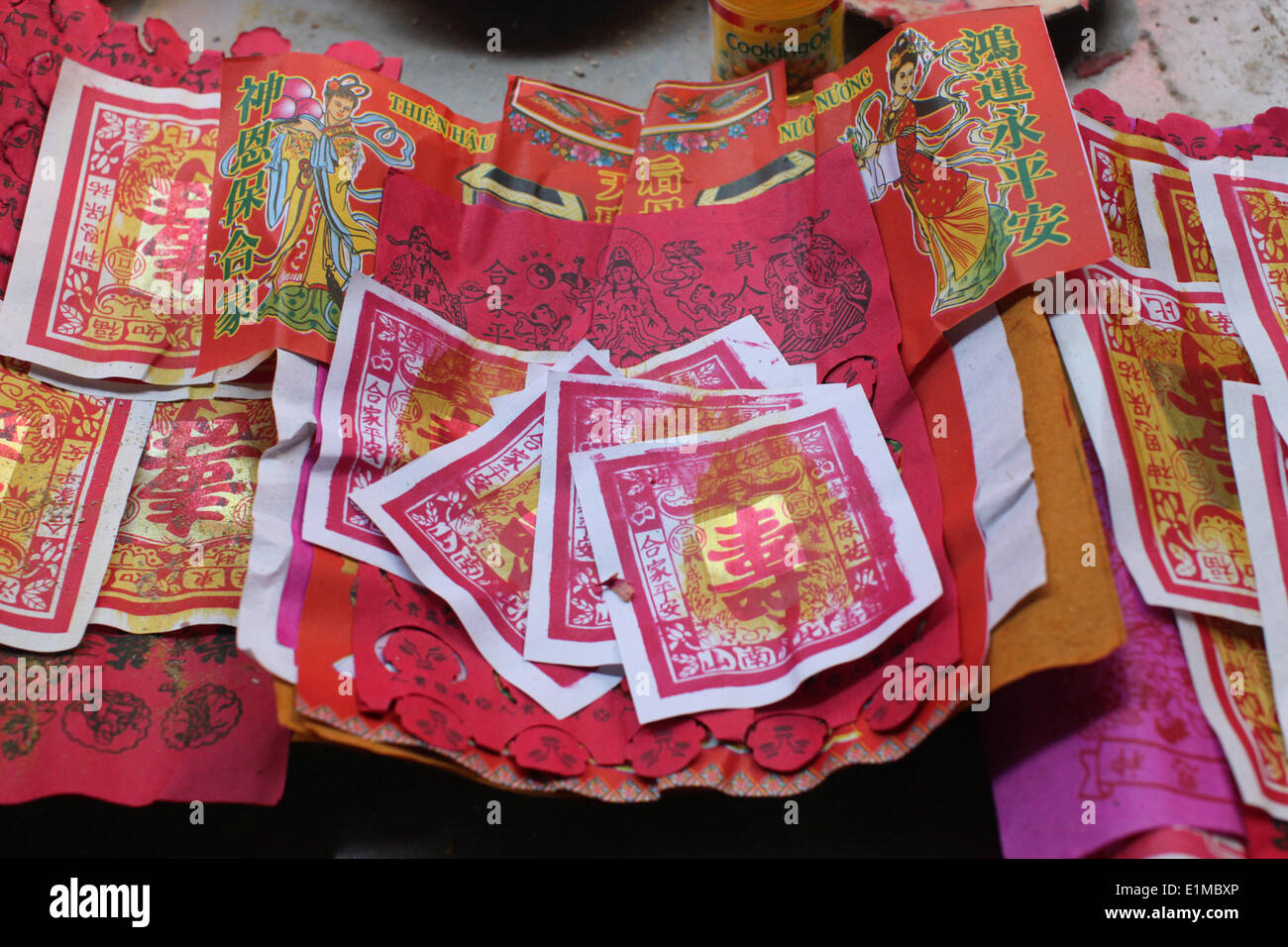 Votive papers in Thien Hau Temple Stock Photo - Alamy