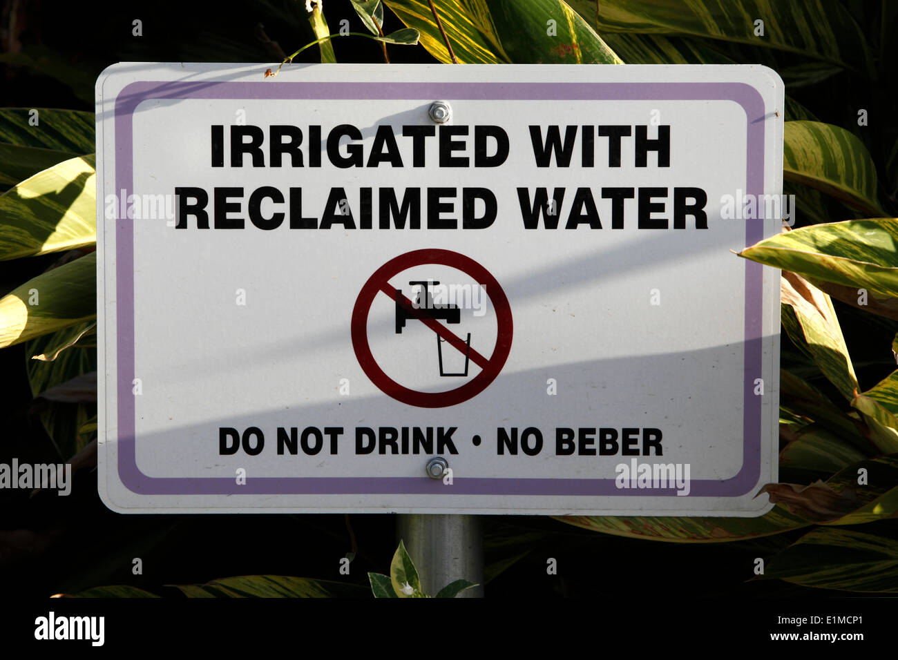 Reclaimed water sign Stock Photo - Alamy
