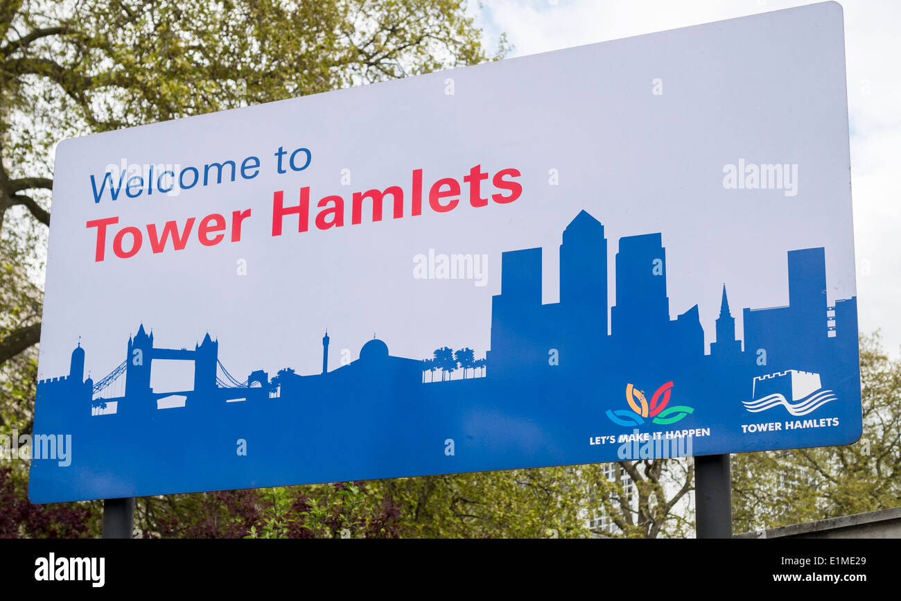 Welcome to Tower Hamlets Sign Stock Photo - Alamy
