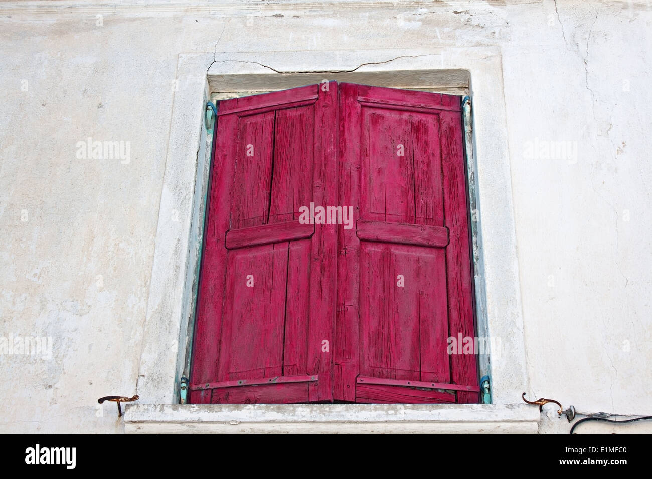 Old red wooden shutter hi-res stock photography and images - Alamy