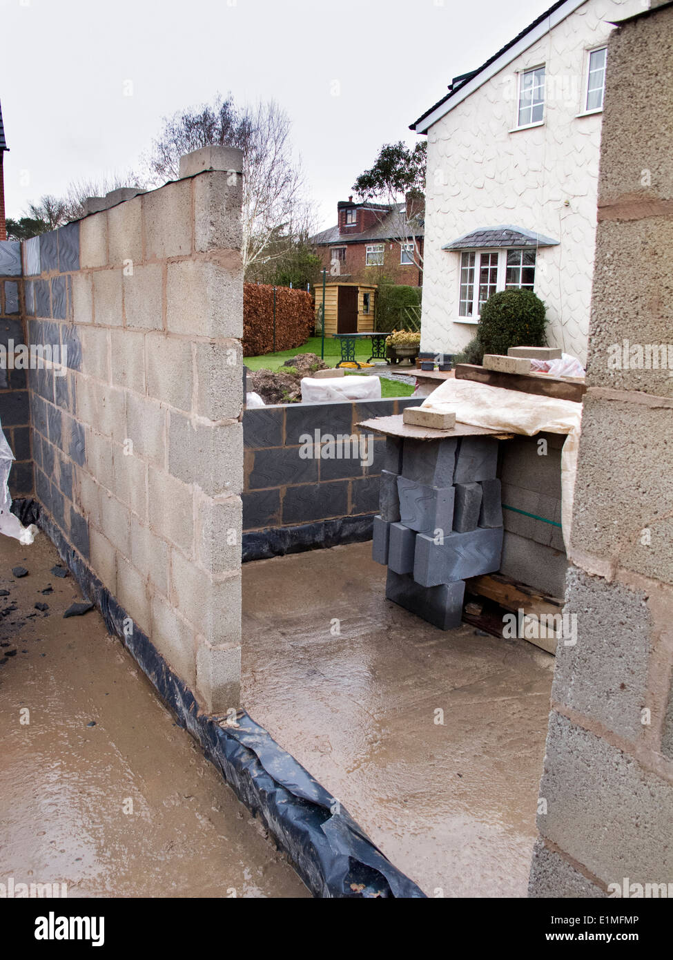 self building house, interior walls built from thermalite and 10 newton ...