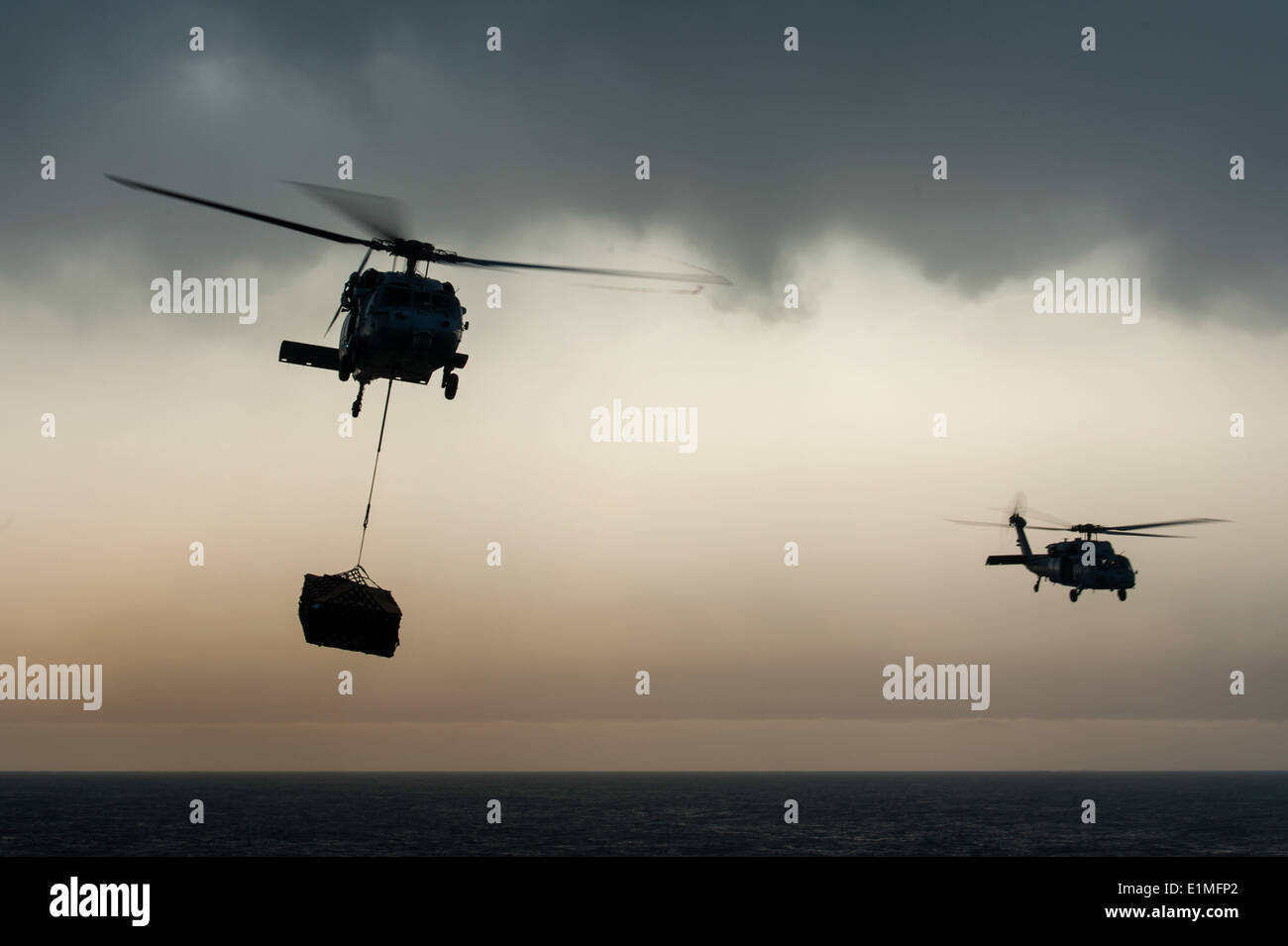 U.S. Navy MH-60S Seahawk helicopters assigned to Helicopter Sea Combat Squadron (HSC) 22 ...