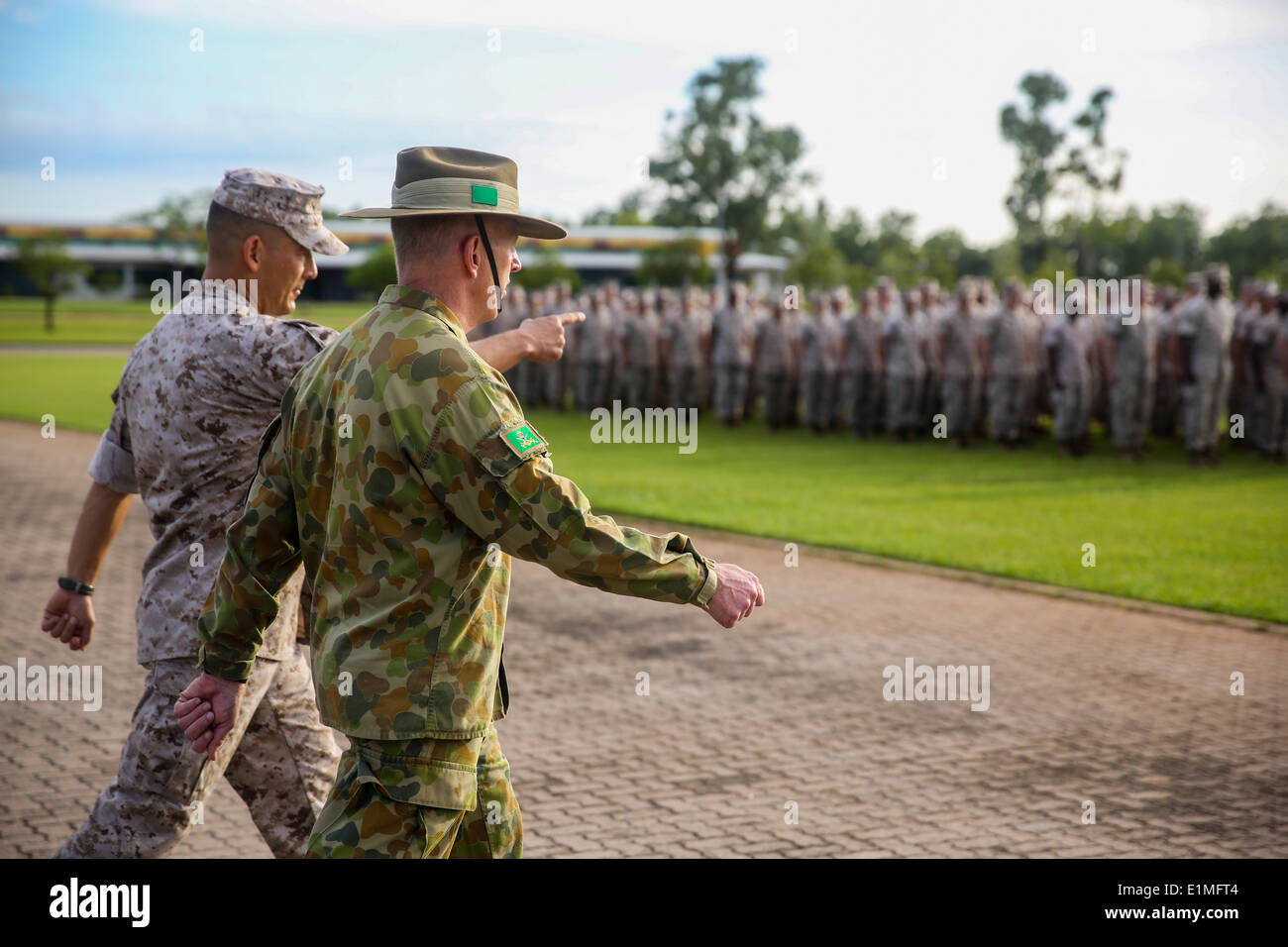 U.S. Marine Corps Lt. Col. Keven Matthews, left, the commanding officer ...