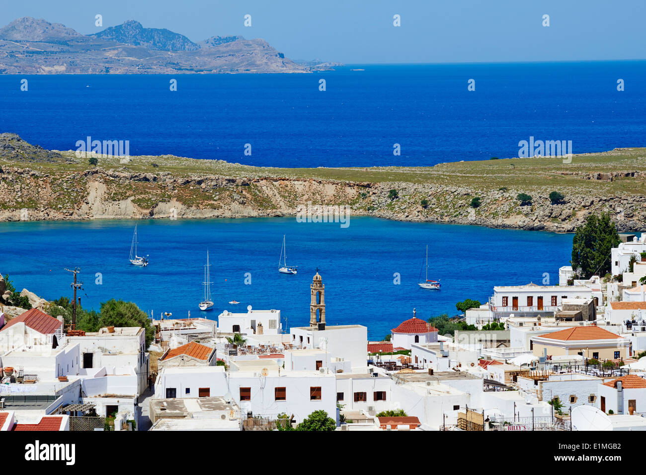Greece, Dodecanese archipelago, Rhodes island, Lindos village Stock ...
