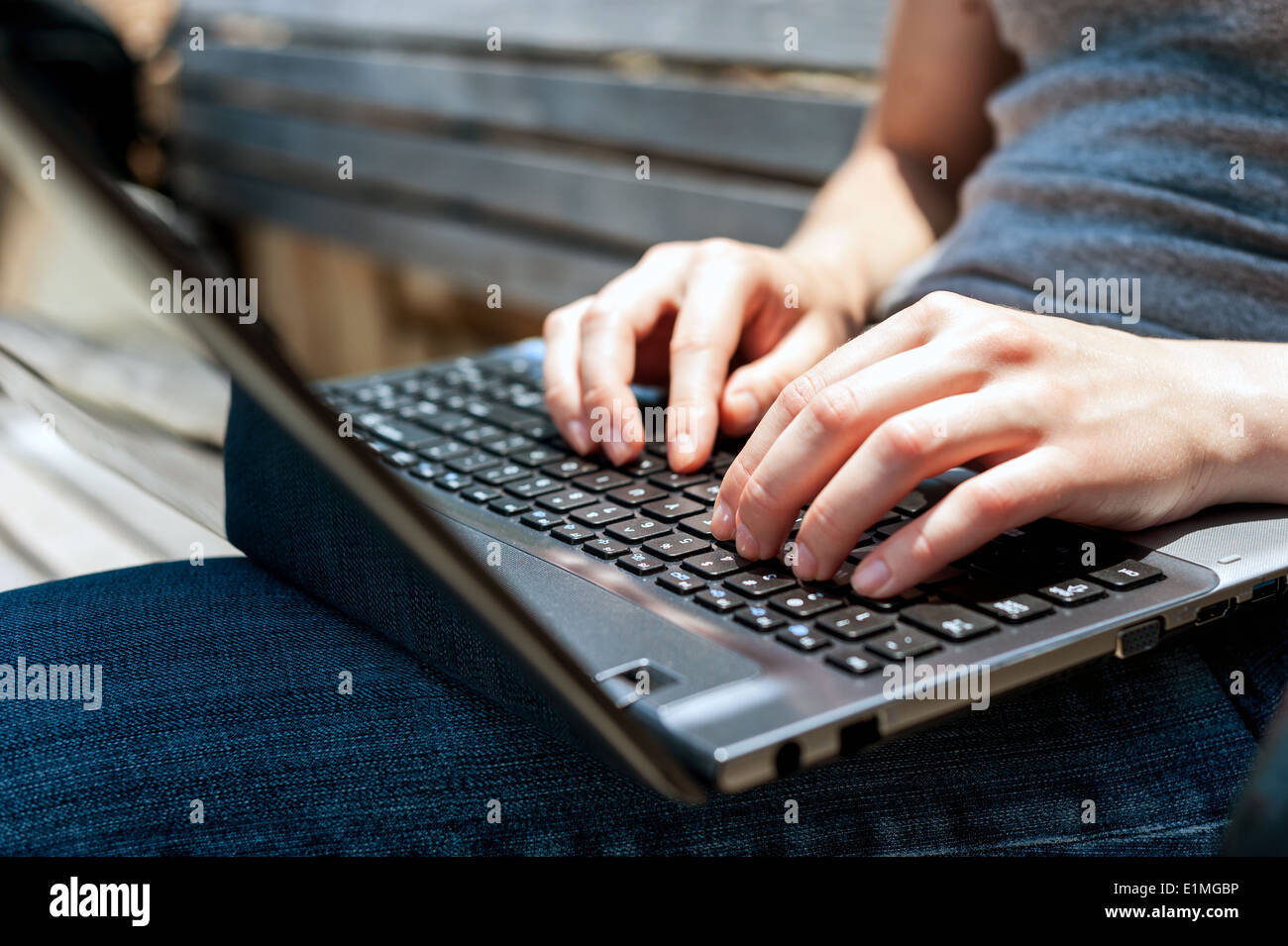 Girl with laptop Stock Photo - Alamy