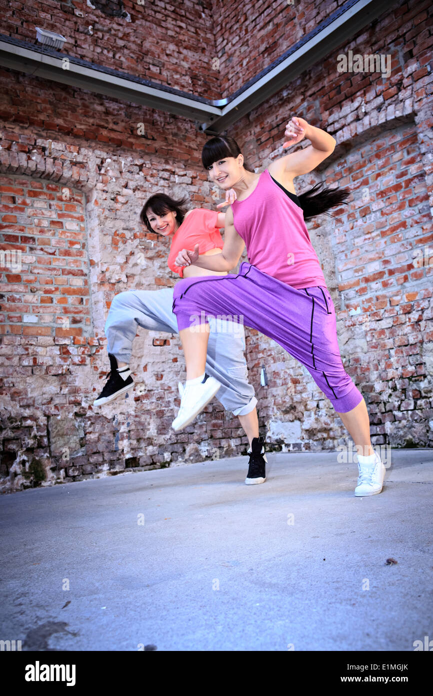 group of women in sport dress dancing zumba or aerobics Stock Photo - Alamy