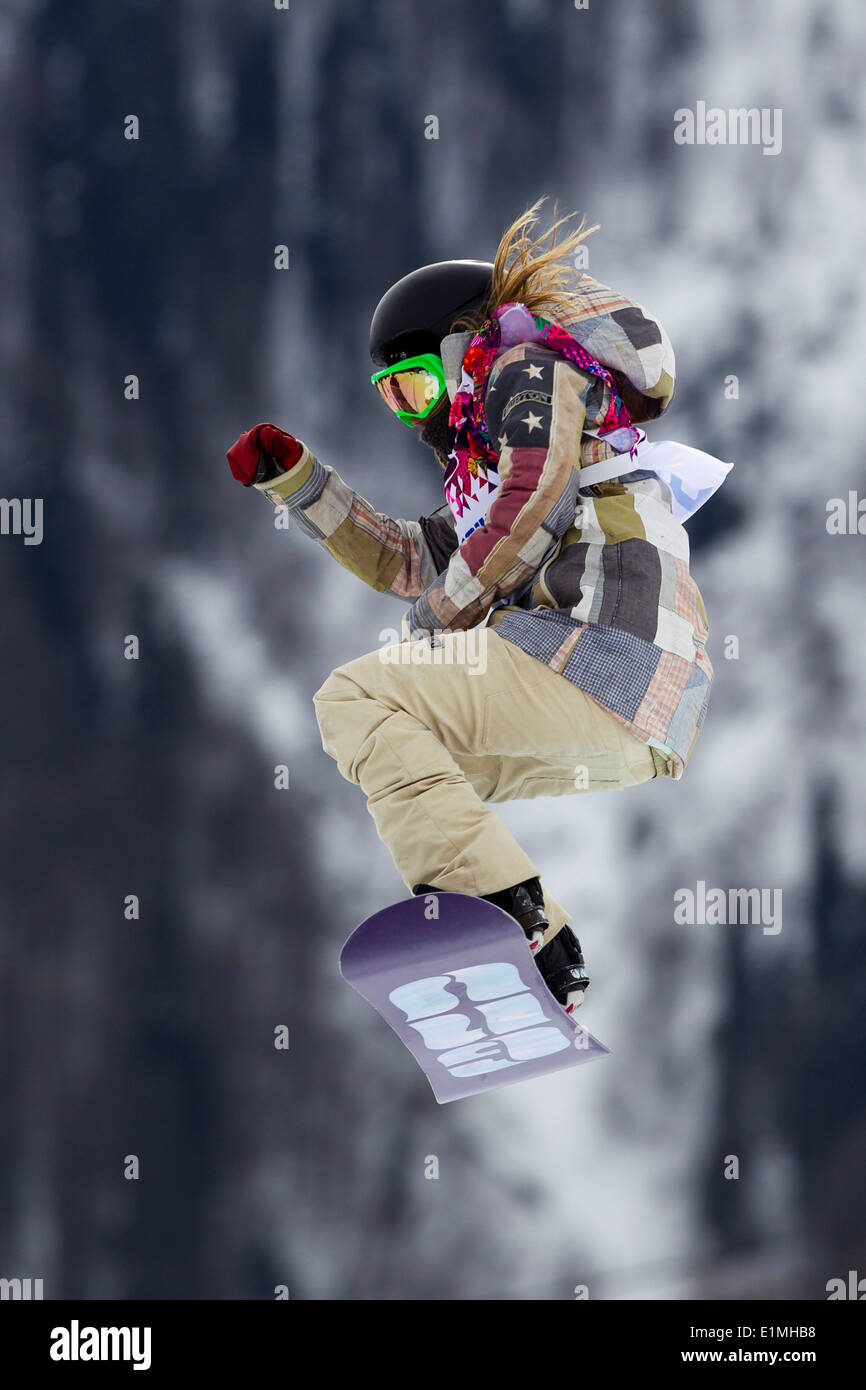 Jamie Anderson (USA) Olympic Champion competing in Ladies's Snowboard ...