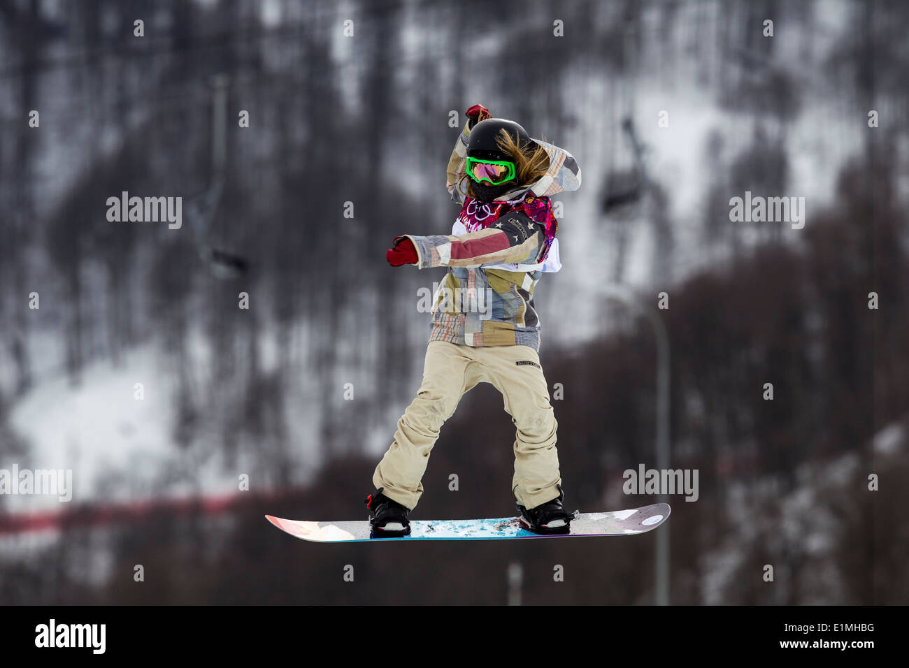 Jamie Anderson (USA) Olympic Champion competing in Ladies's Snowboard ...