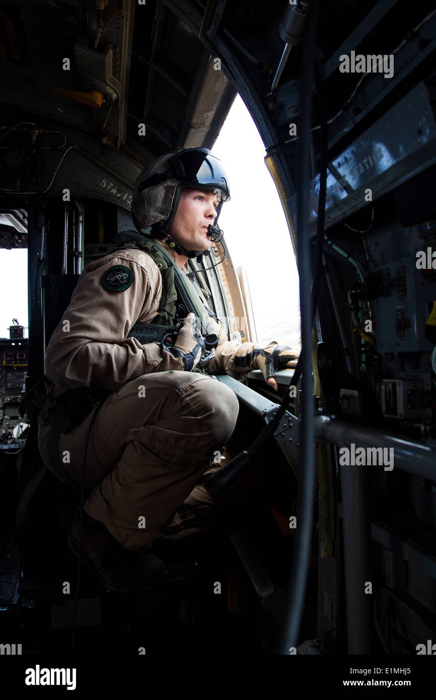 U.S. Marine Corps Staff Sgt. Derek Burleson, a crew chief with Marine ...