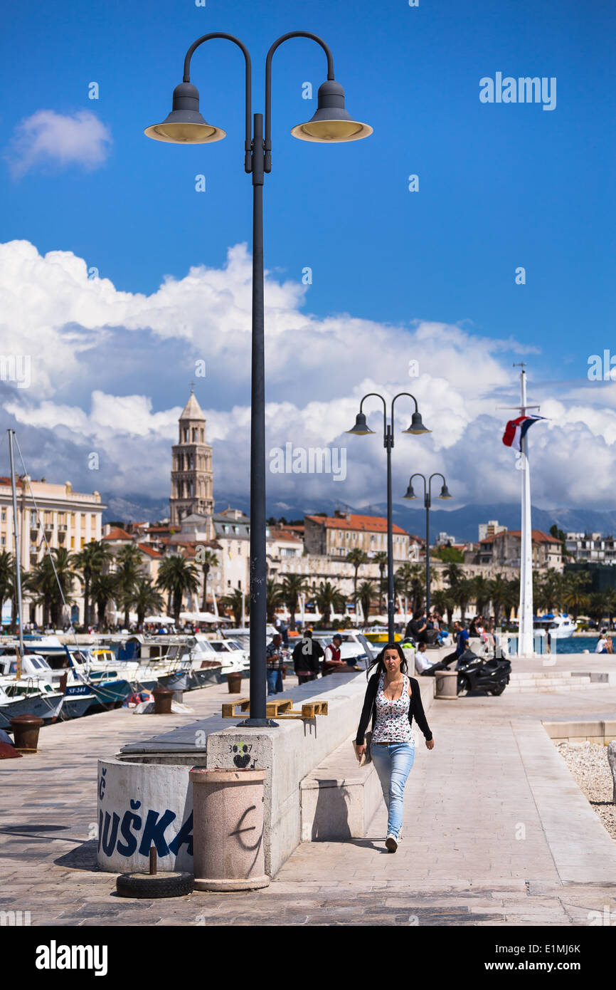 view of split riva and the cathedral of st domnius showing the croatian ...