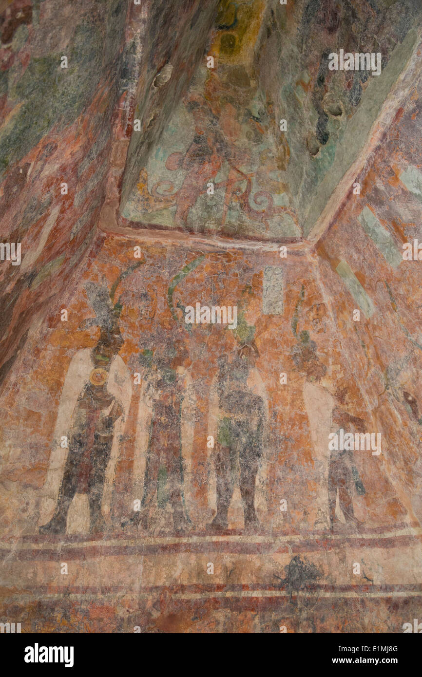 Mexico, Chiapas, Bonampak Archaeological Zone, Temple of Murals, Room 1 ...