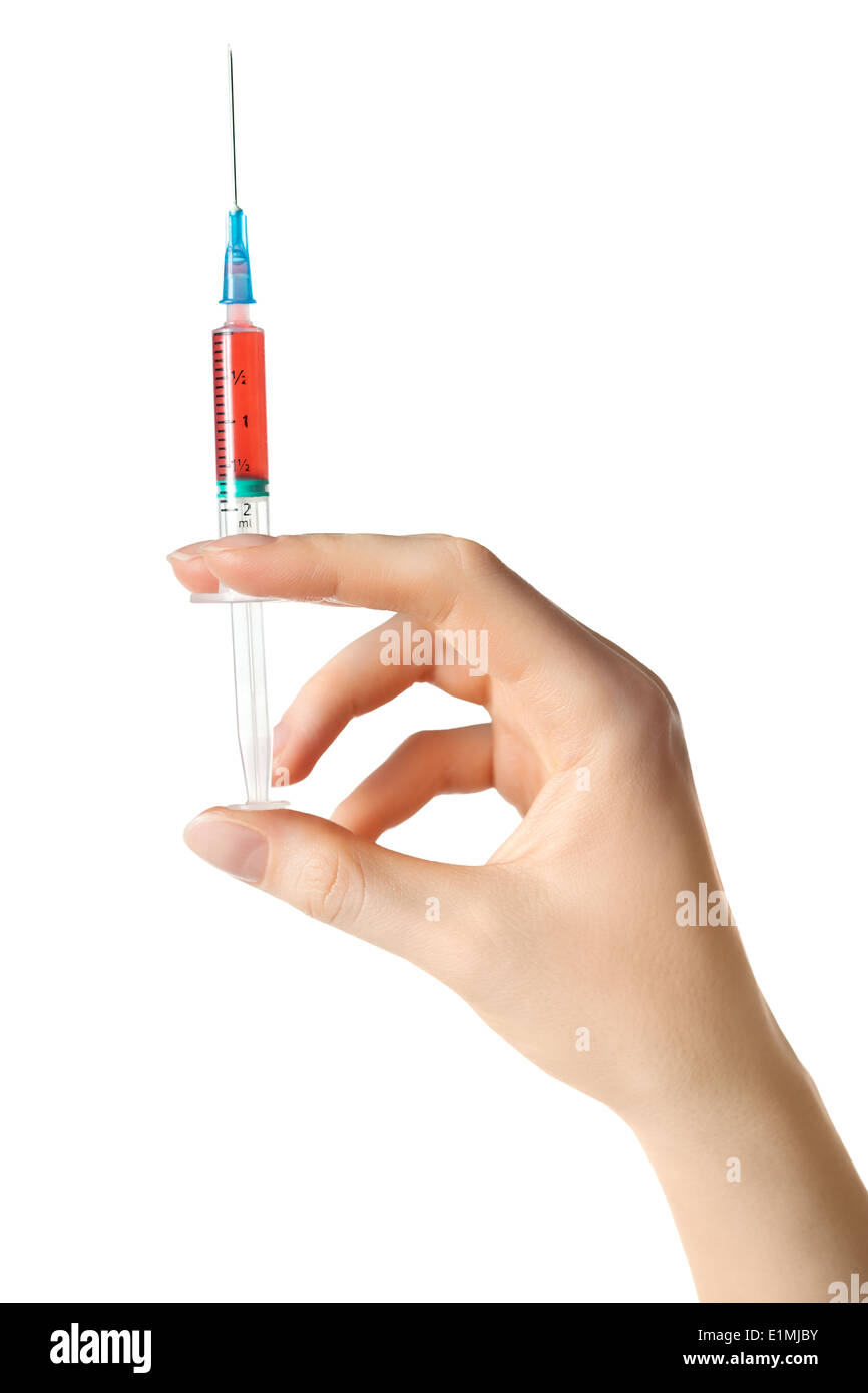 Woman holding medical injection syringe hi-res stock photography and ...