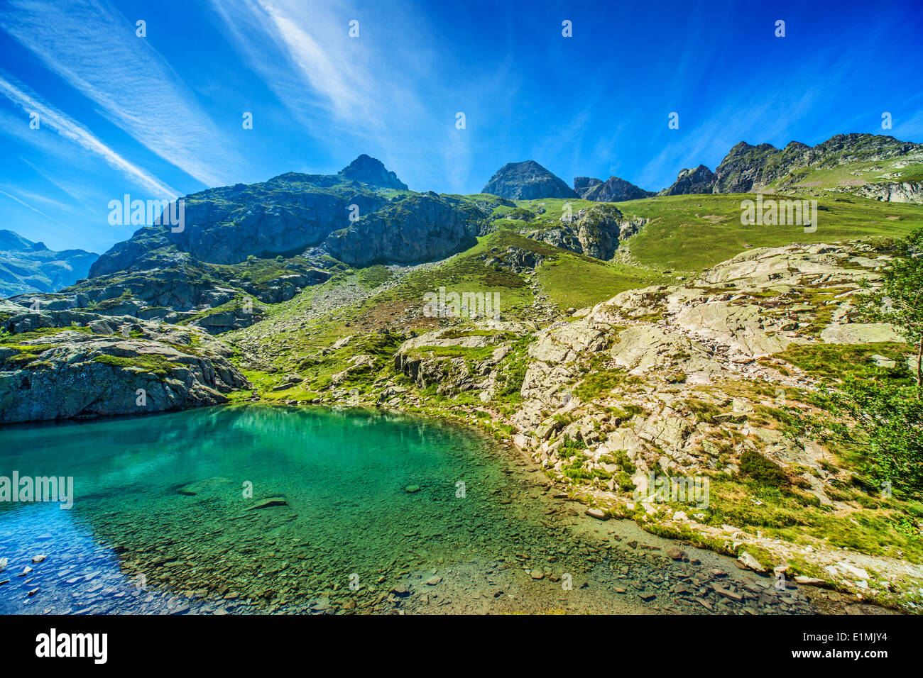 Pyrenees summer mountain landscape with lake Stock Photo - Alamy