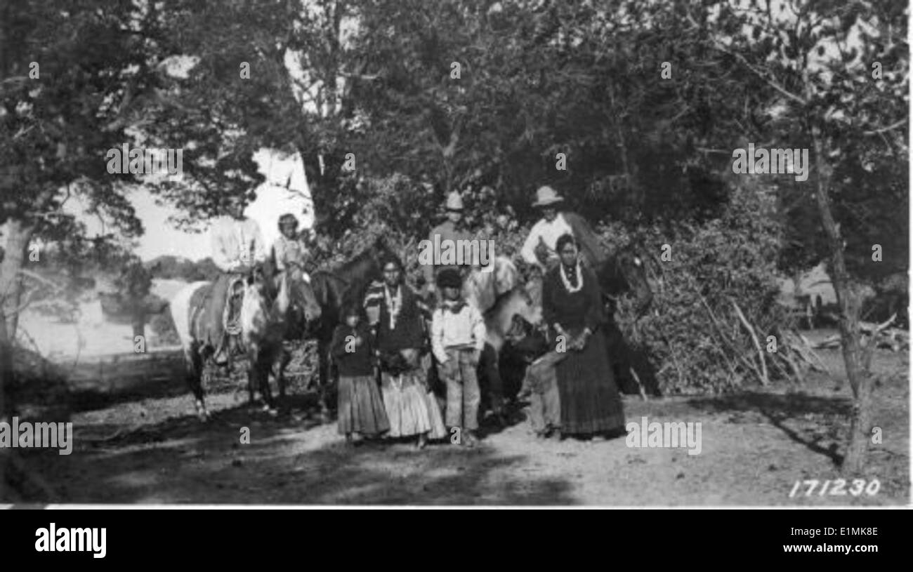 This historical image of the Navajo people includes a horse and a view ...