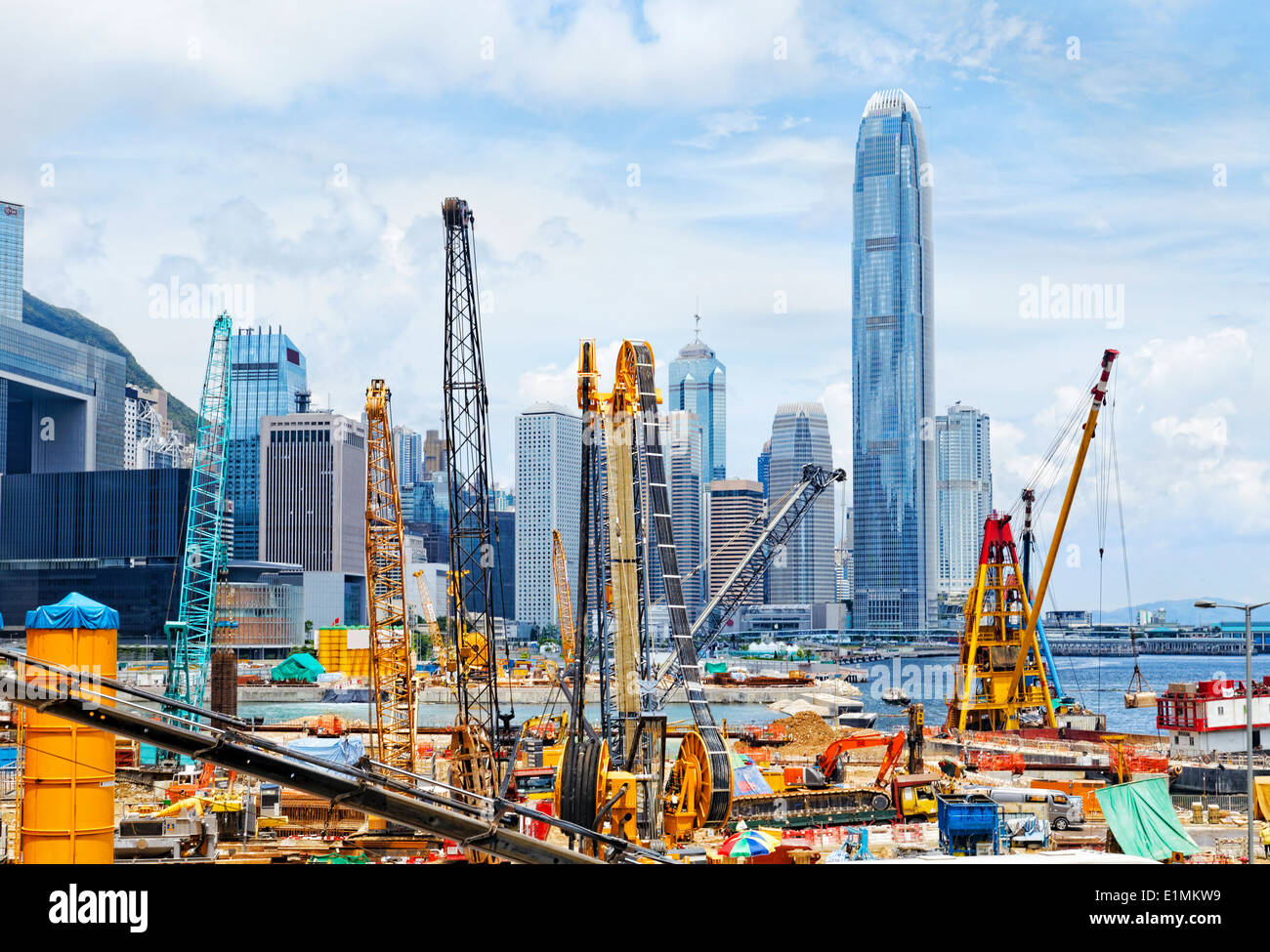 Construction site in Hong Kong , modern skylines as background Stock ...