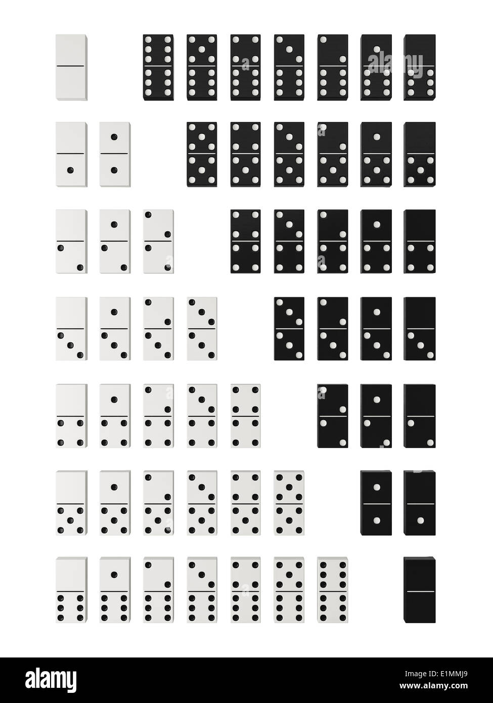 Domino sets black and white isolated on white background Stock Photo ...