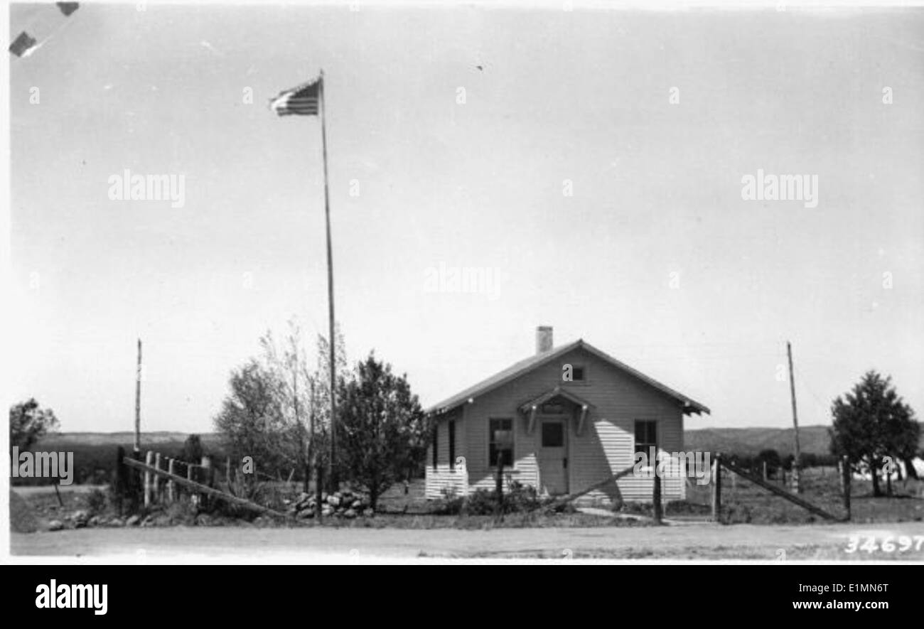 A black-and-white photograph of a historic ranger station in Prescott ...