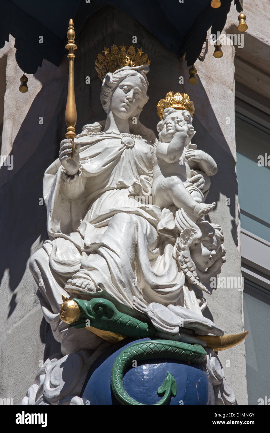 ANTWERP, BELGIUM - SEPTEMBER 5, 2013: Statue of baroque Madonna from ...