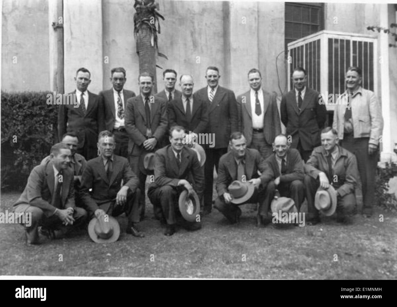 A historic black and white photograph showing forest rangers, possibly ...