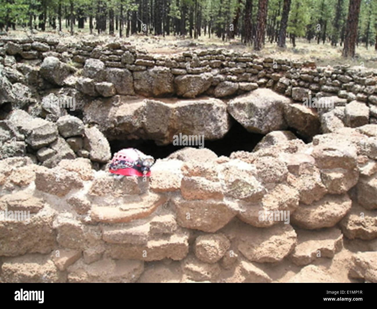 A helmet worn by a geologist at the entrance of a cave in the Coconino ...