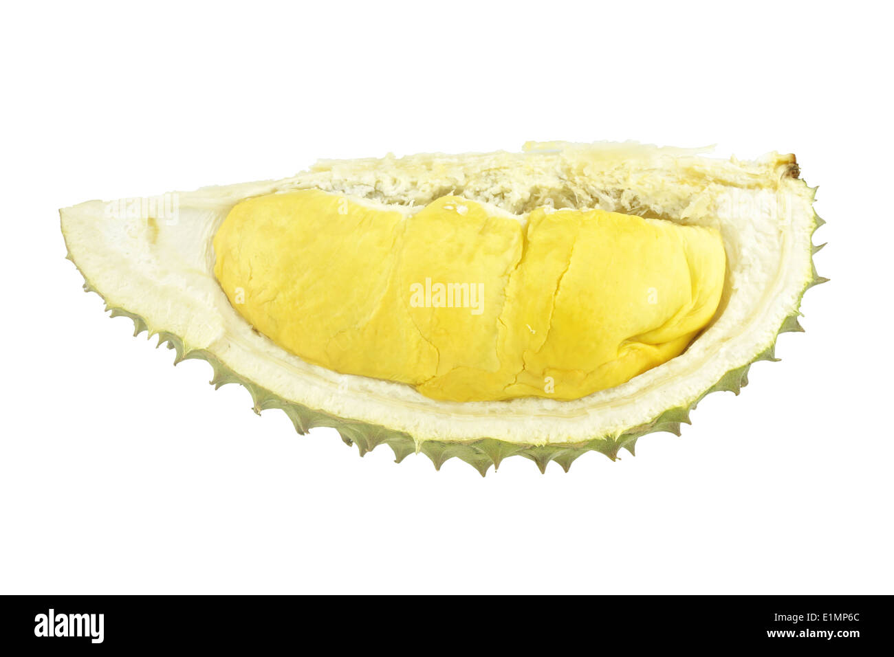 Part of durian ripe with spikes isolated on white background Stock ...