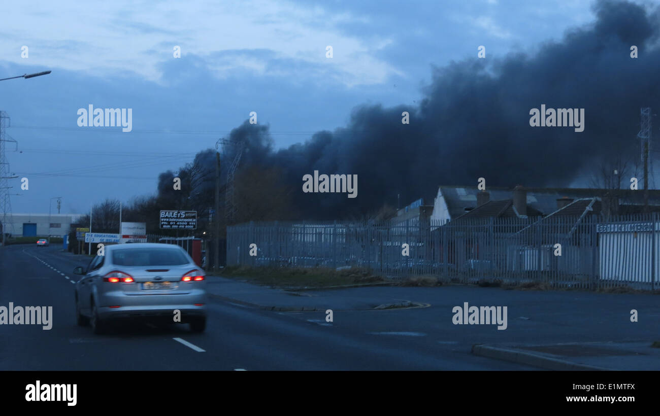 A huge cloud of black smoke in the air during a major fire at the ...