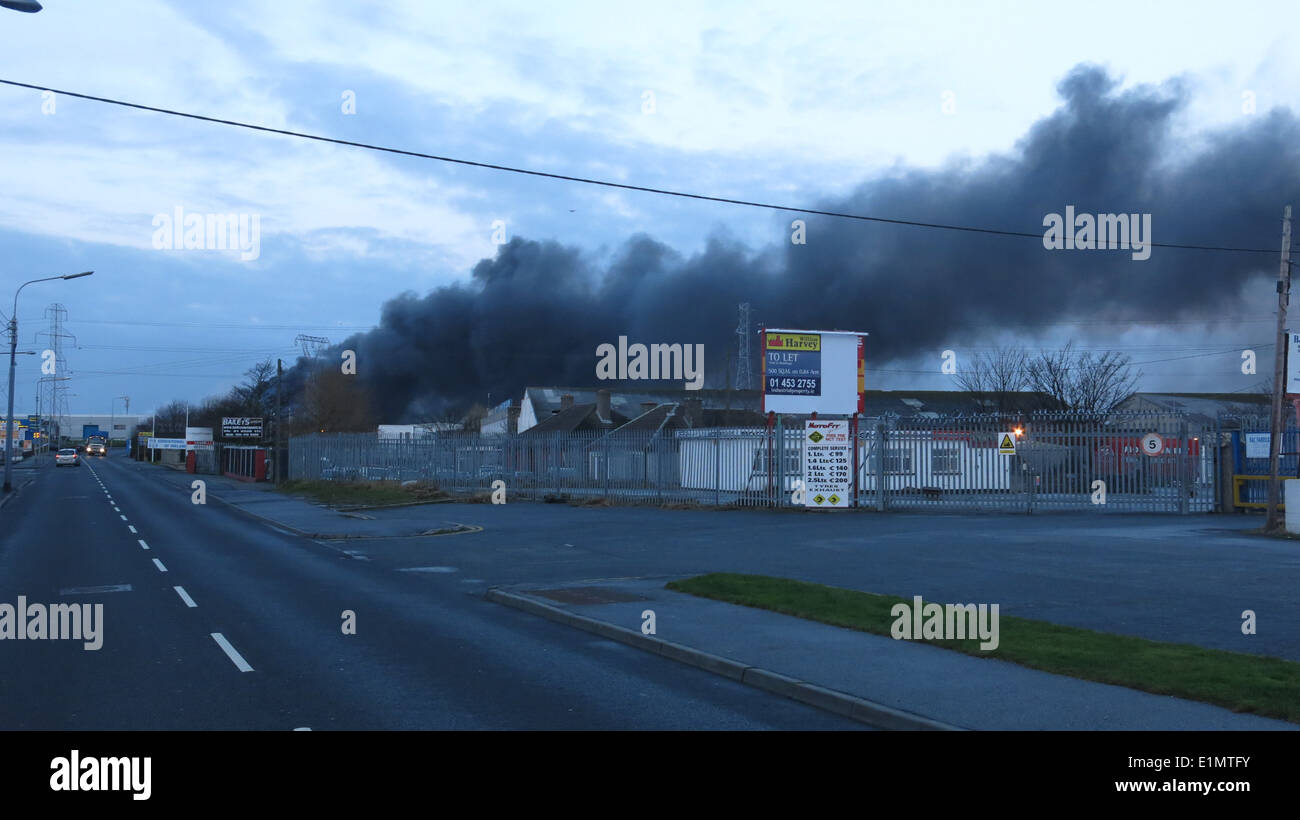 A huge cloud of black smoke in the air during a major fire at the ...