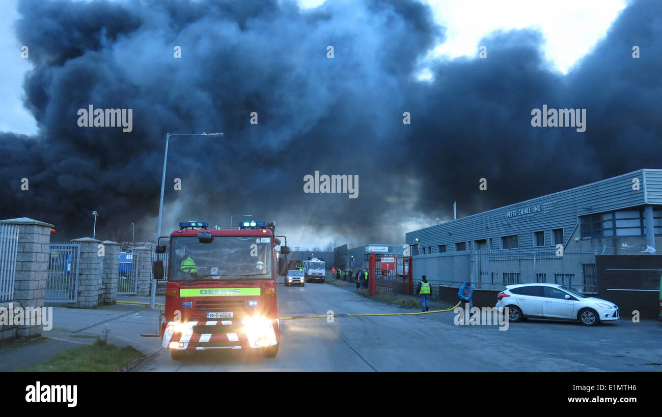 Image from a major fire at the Ballymount Industrial Estate in South ...