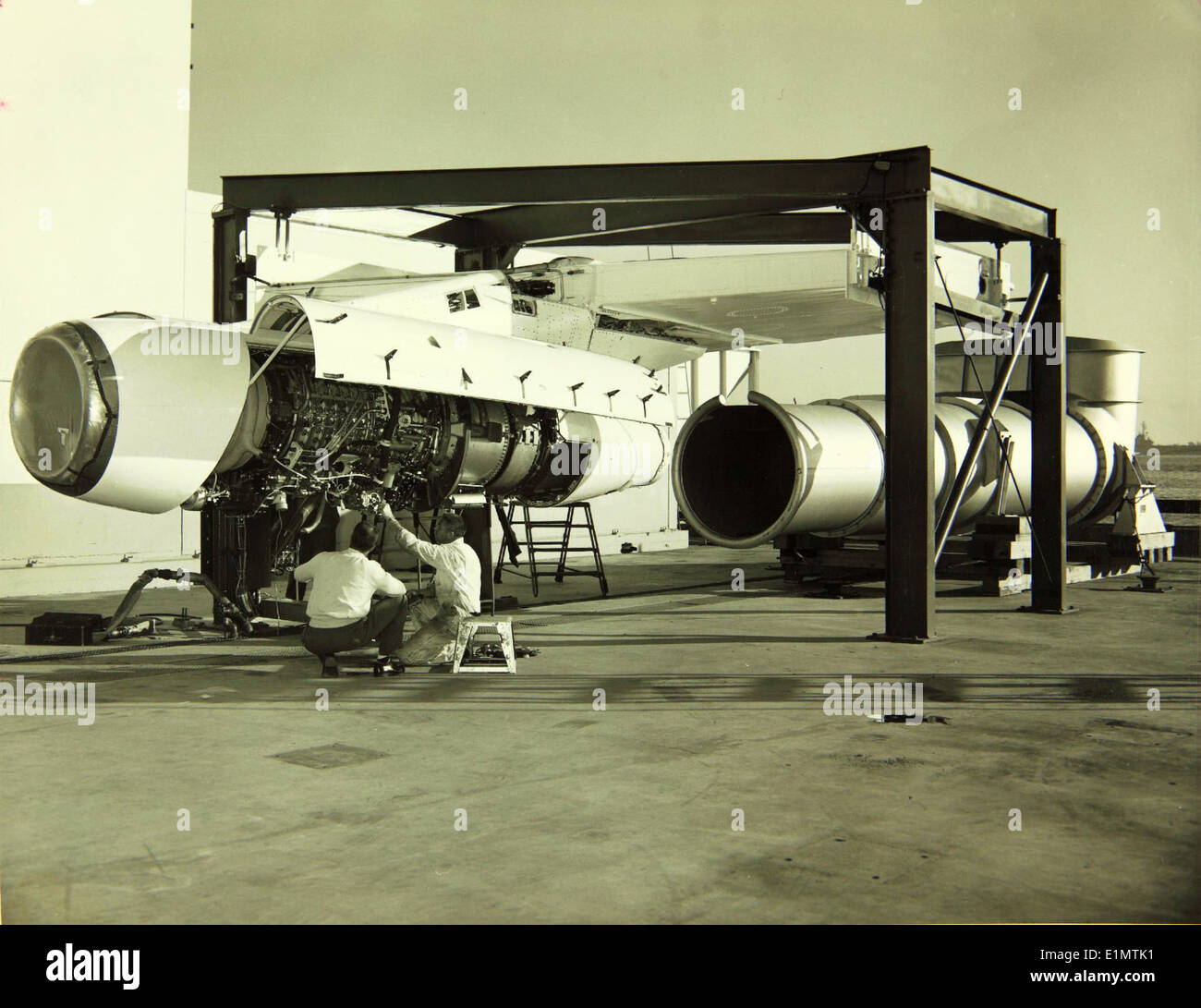 This image features the Convair 880 undergoing jet engine testing ...