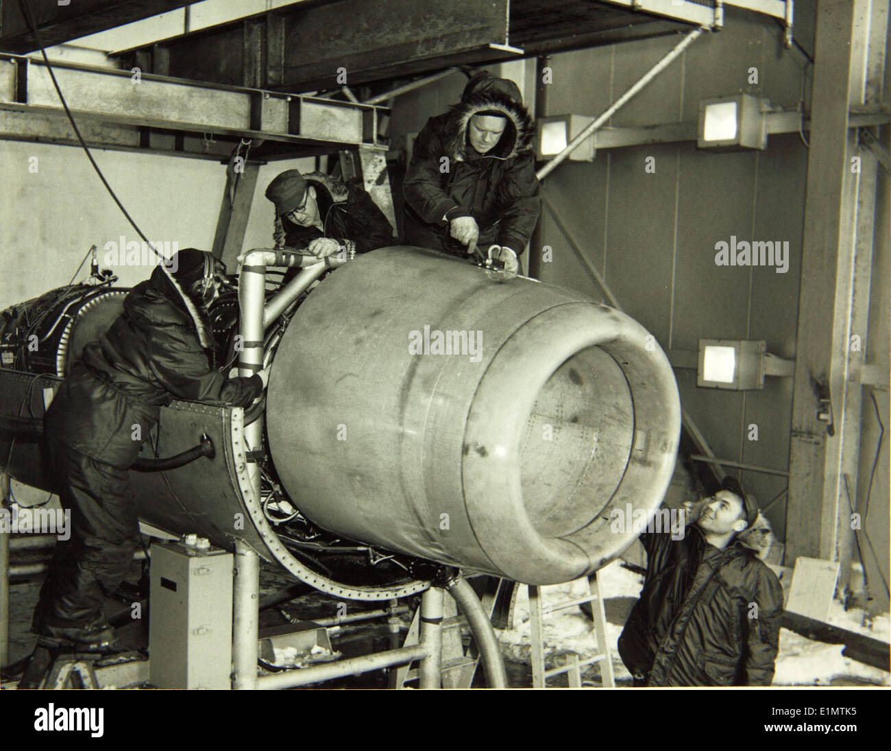 This image shows a Convair 880 jet airliner being tested with the ...
