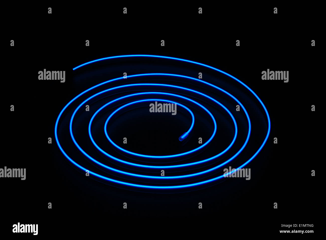Blue neon stripe is isolated on the black background Stock Photo - Alamy