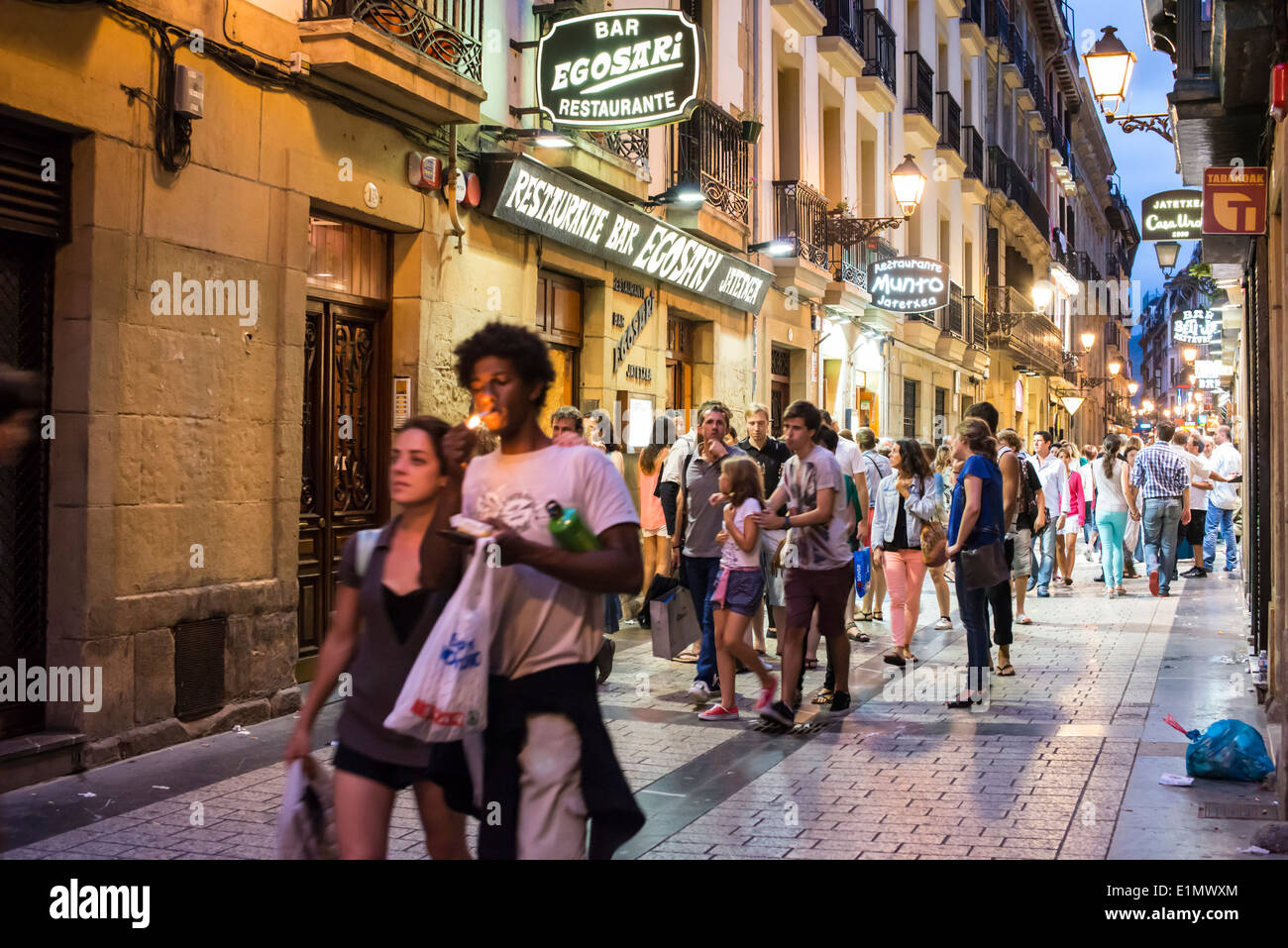 Crowd of young people, Old City, San Sebastian Stock Photo - Alamy