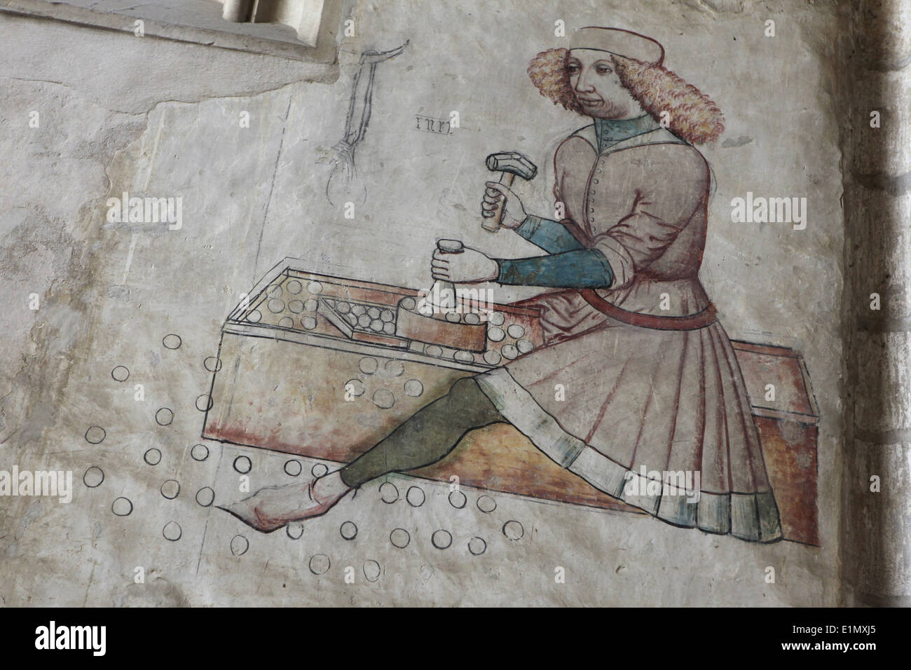 Medieval coin minting depicted on the Late Gothic frescos in St Barbara ...