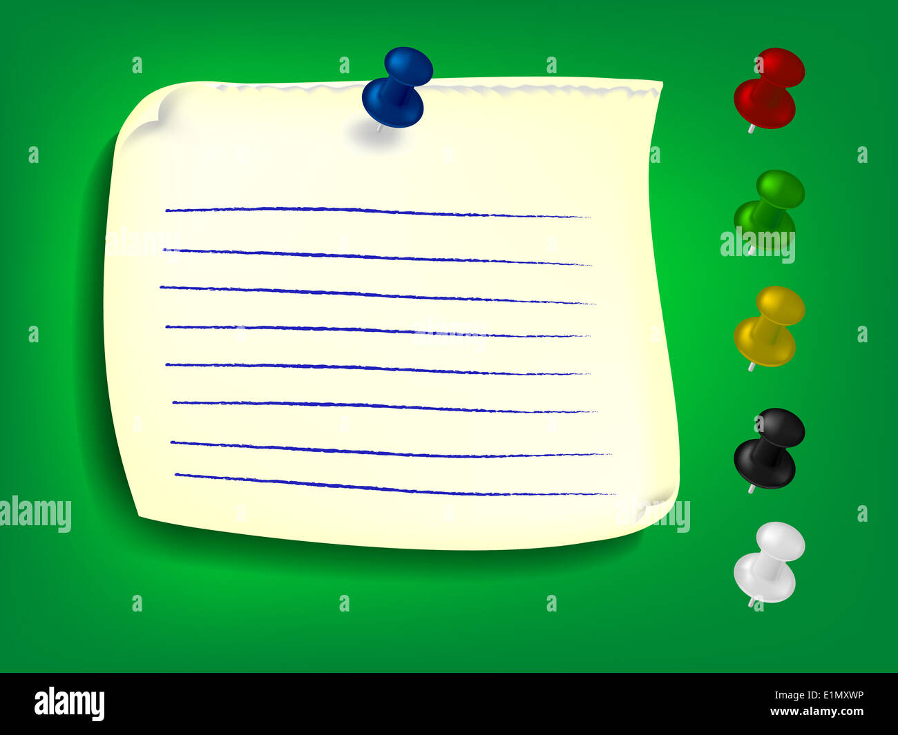 The white reminder notes paper with pins Stock Photo - Alamy