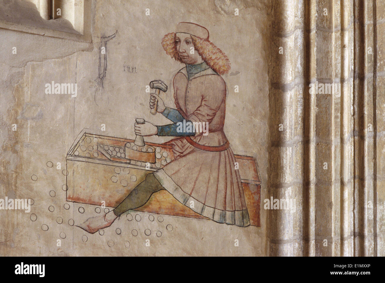 Medieval coin minting depicted on the Late Gothic frescos in St Barbara ...