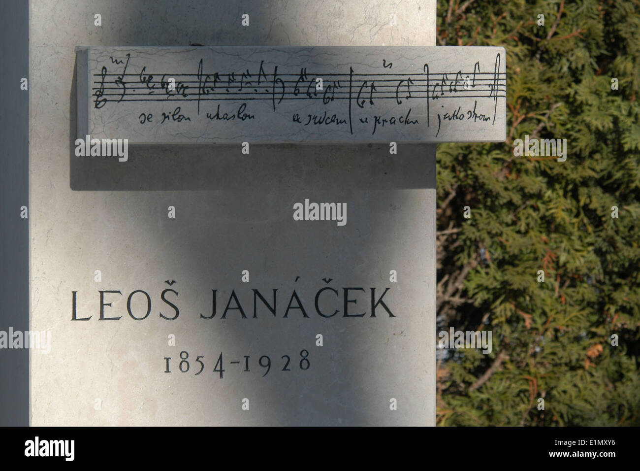 Grave of Czech composer Leos Janacek at the Central Cemetery in Brno ...
