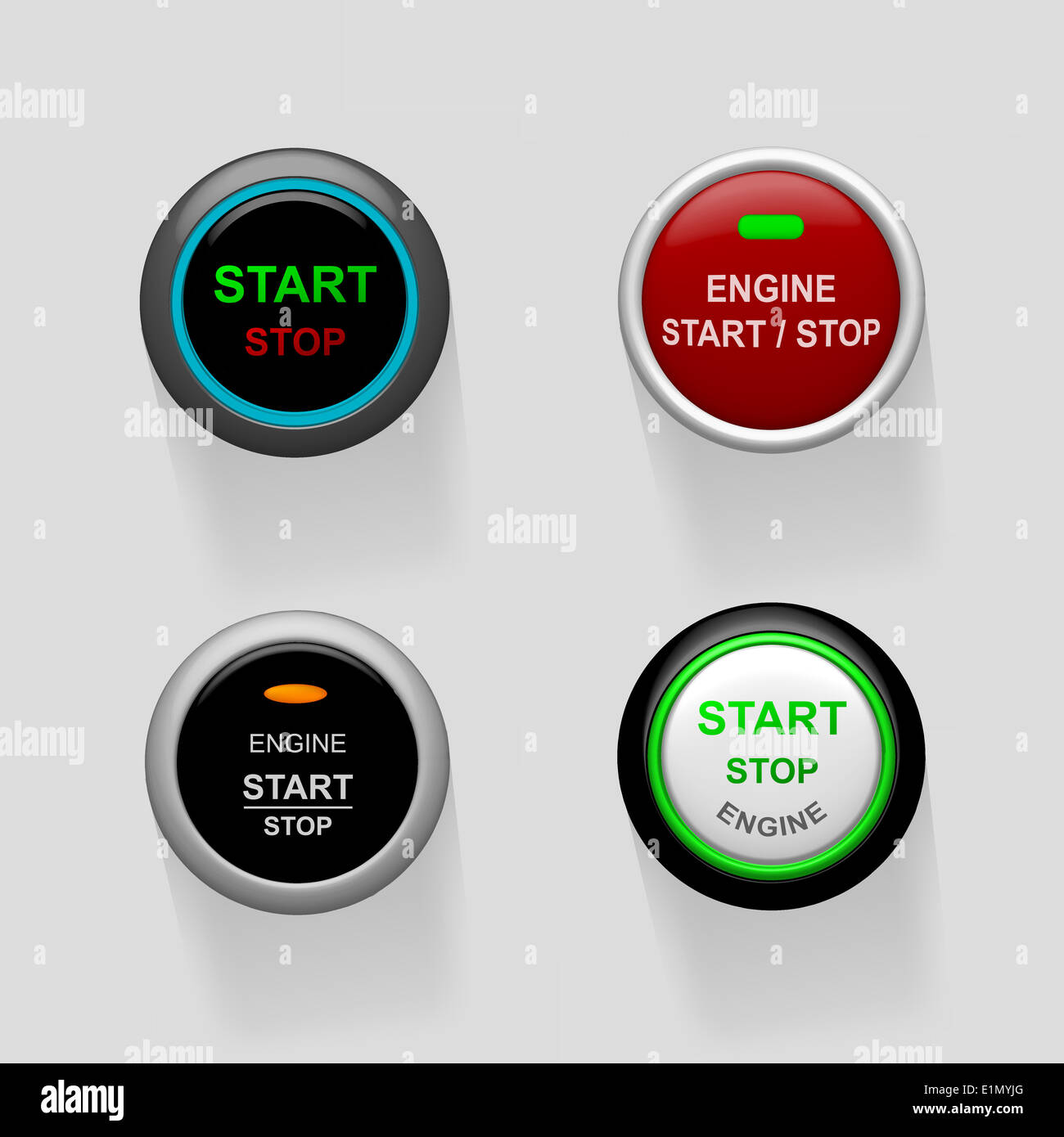 Set of start stop engine buttons (illustration Stock Photo - Alamy