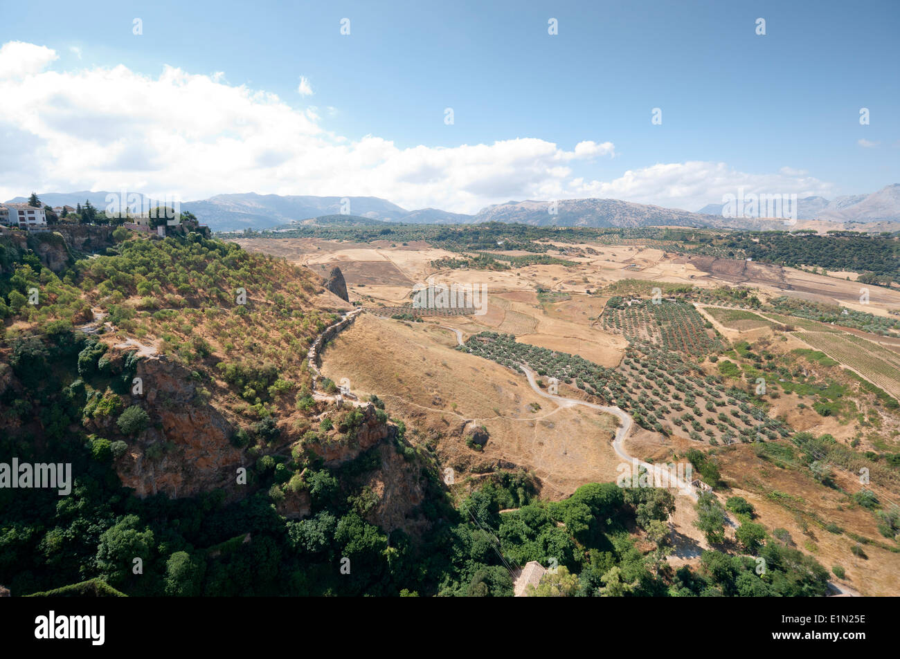 Views of Andalusian countryside from Ronda town, Malaga, Spain Stock ...