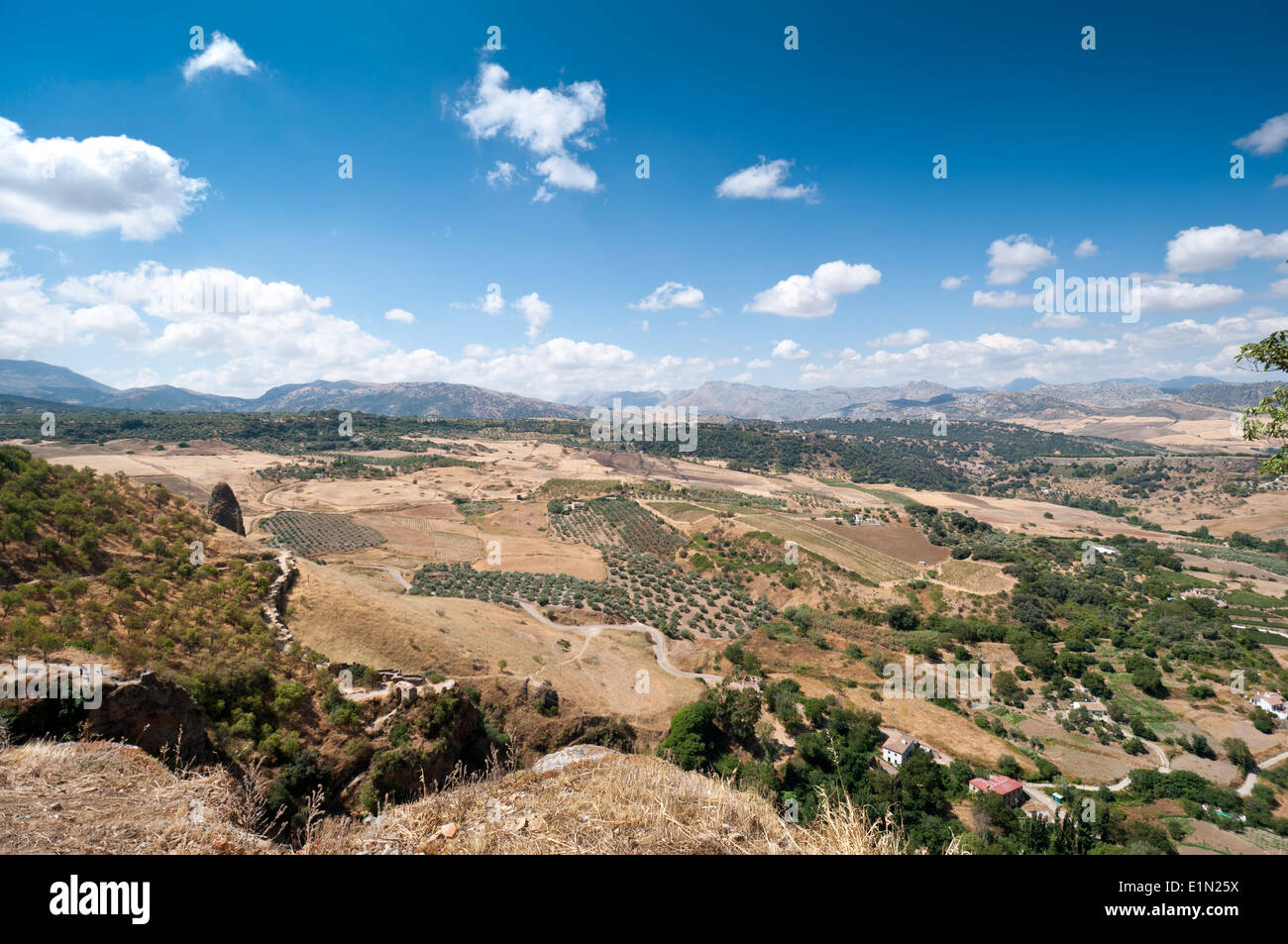 Views of Andalusian countryside from Ronda town, Malaga, Spain Stock ...