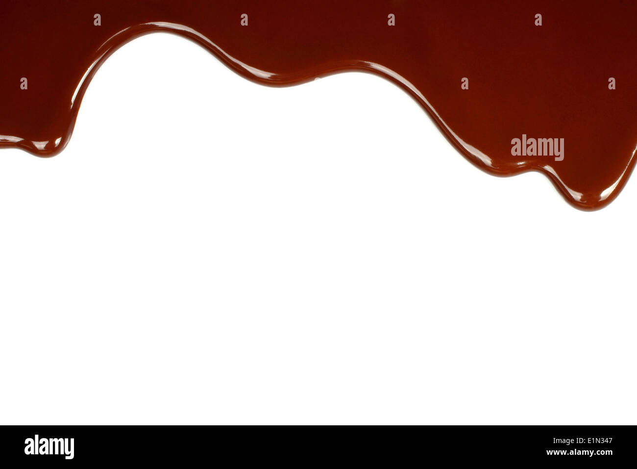 Melted chocolate dripping on white background Stock Photo - Alamy