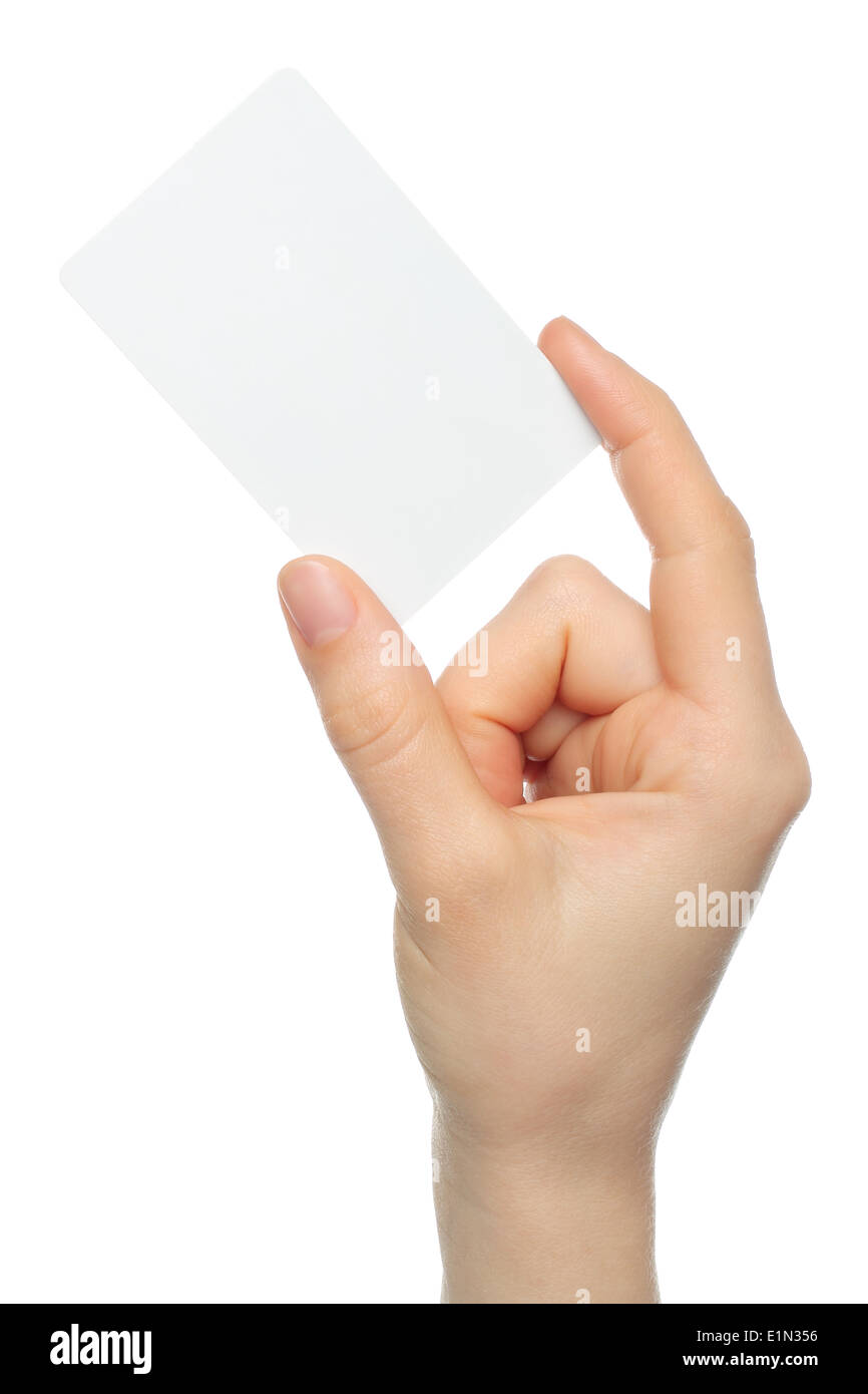 Hand holds charge card on white background Stock Photo - Alamy