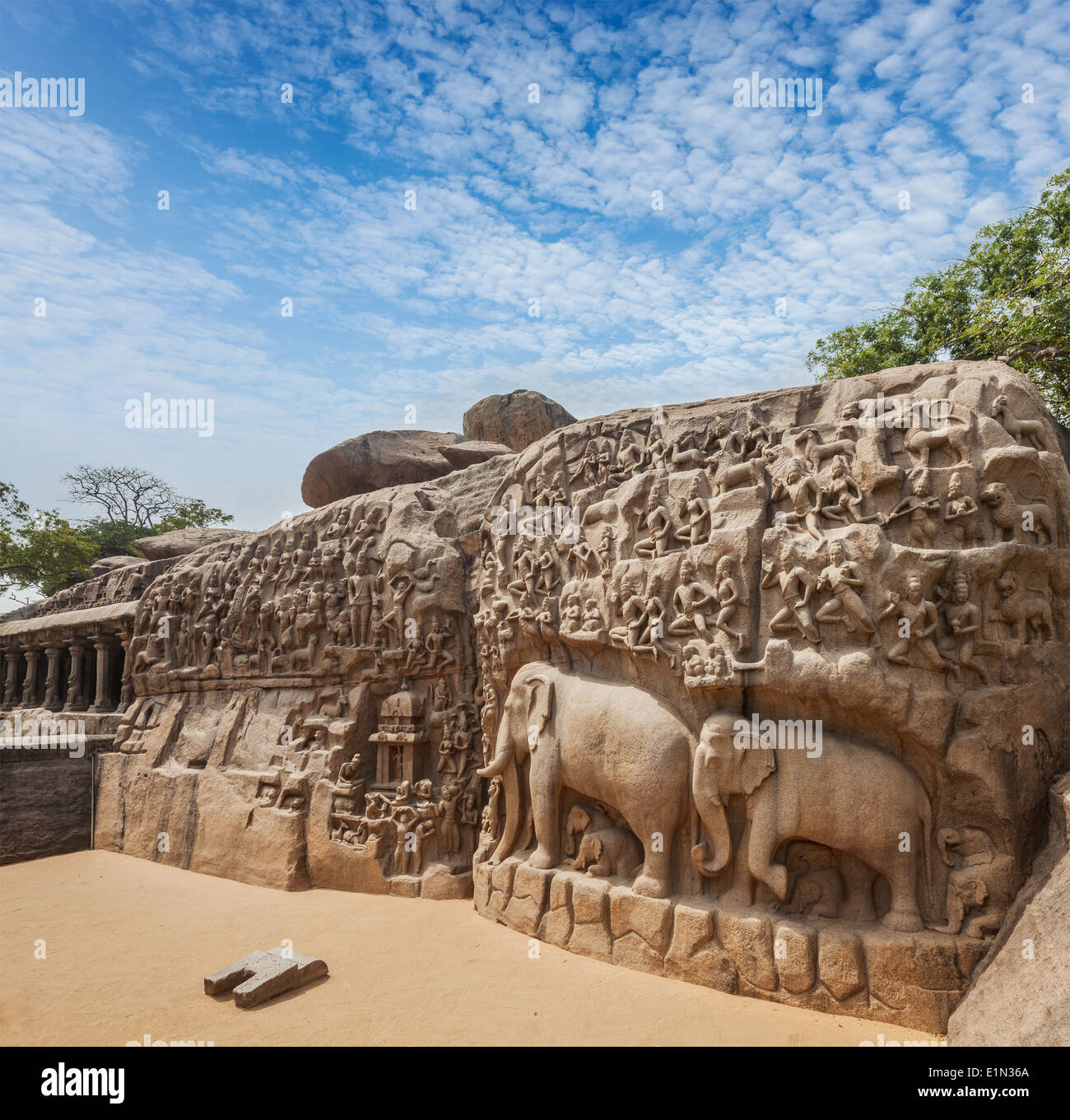 Descent of the Ganges and Arjuna's Penance ancient stone sculpture ...