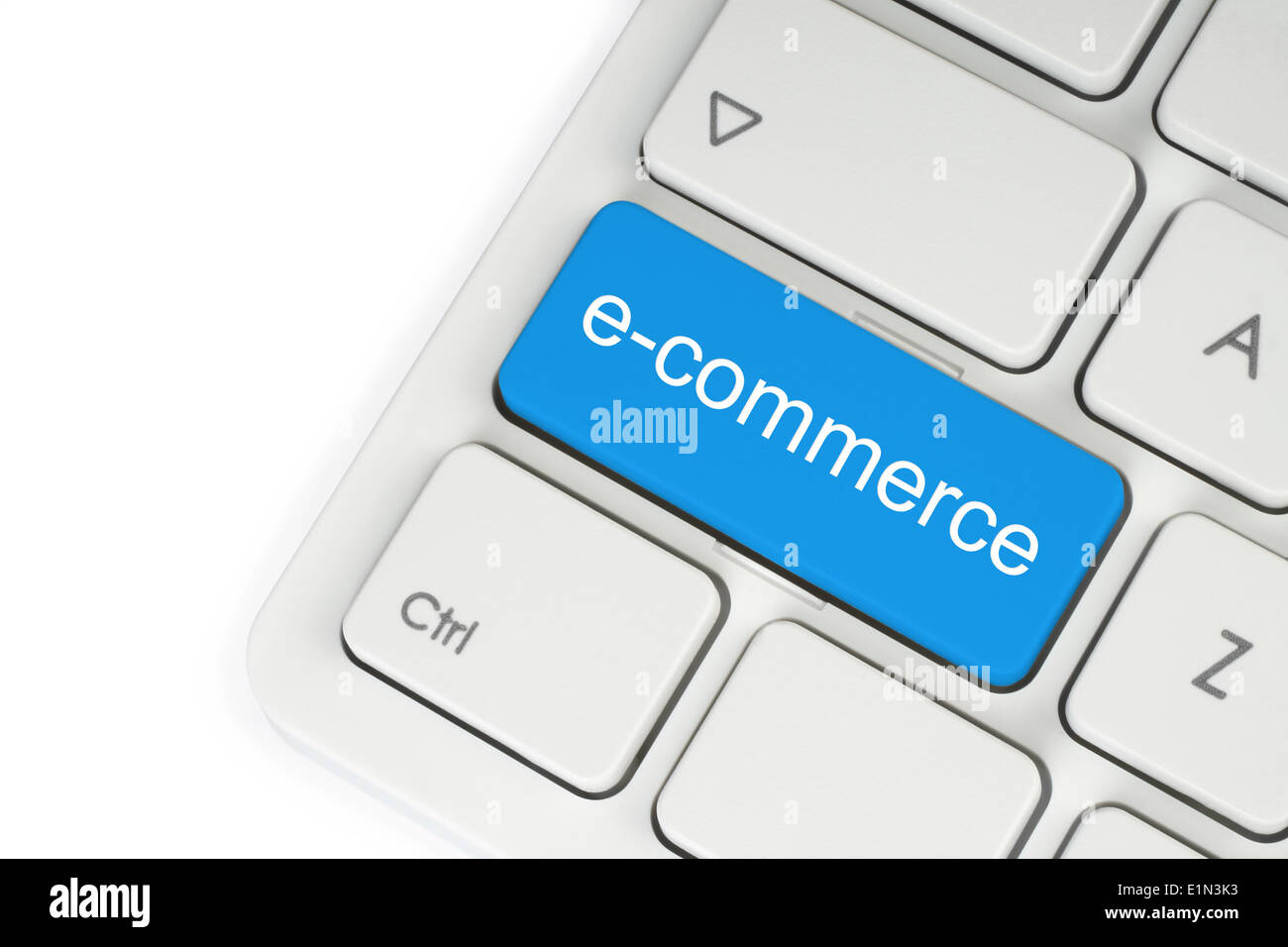 Blue e-commerce button on keyboard Stock Photo - Alamy