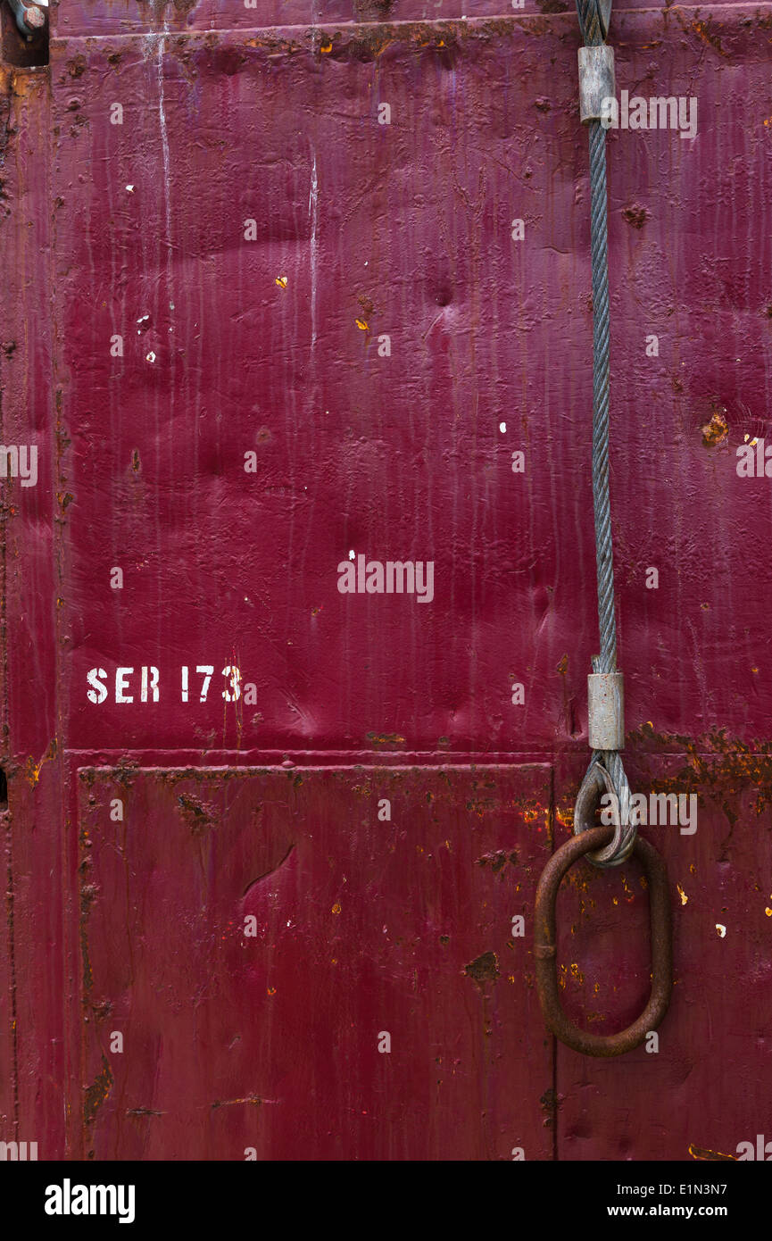 Steel storage container with wire hawser Stock Photo - Alamy